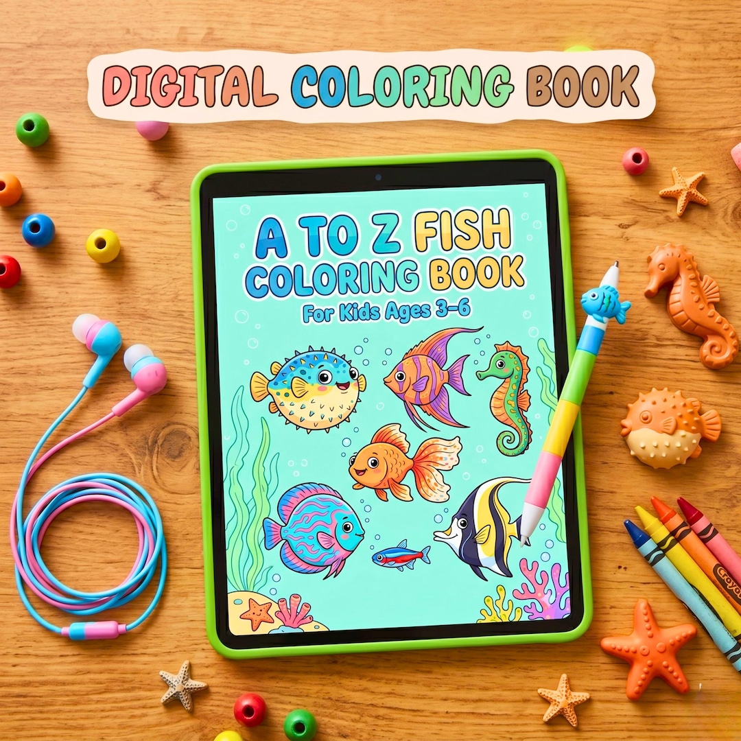 A to Z Fish Coloring Book for Kids | Ocean Sea Life Alphabet Activity ...