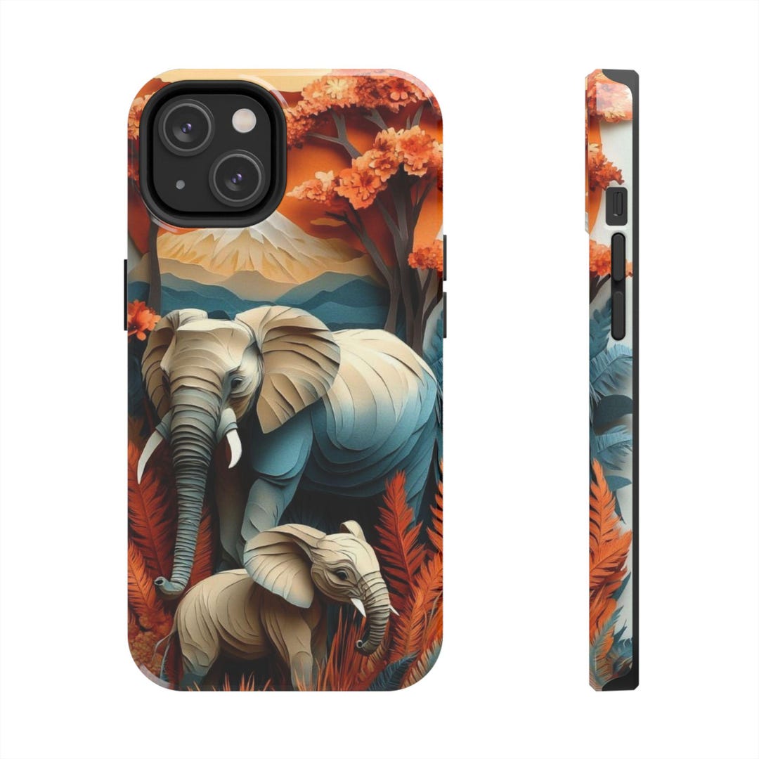 Elephant Family Phone Case | Paper-cut Style Safari Art, Protective ...