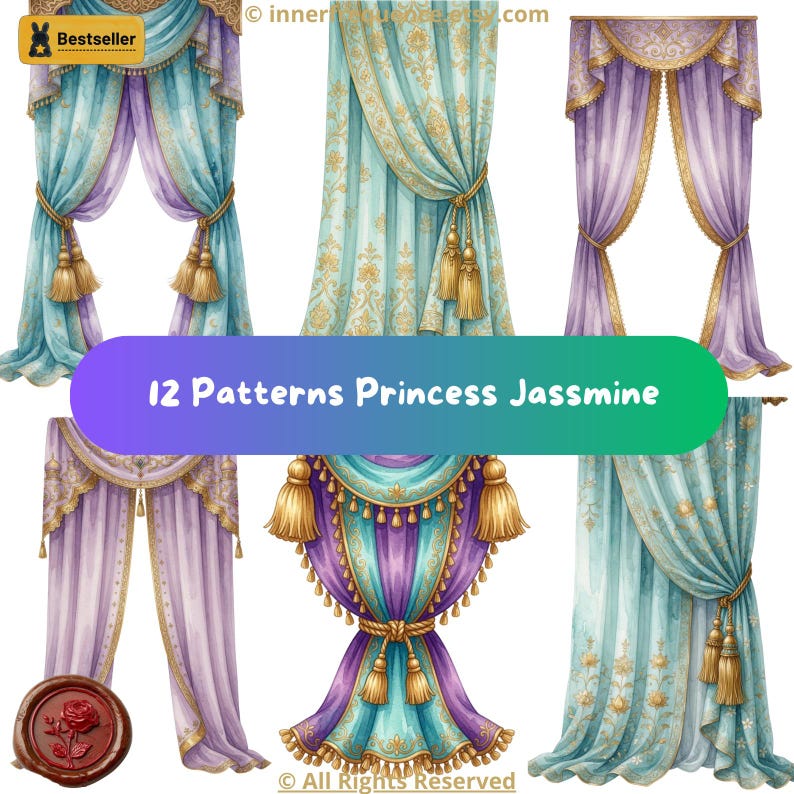 Arabian Princess Watercolor Patterns | Royal Curtains, Backdrops ...