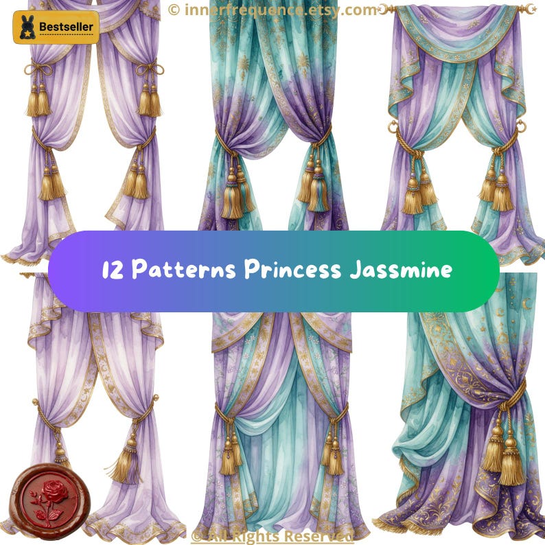 Arabian Princess Watercolor Patterns | Royal Curtains, Backdrops ...