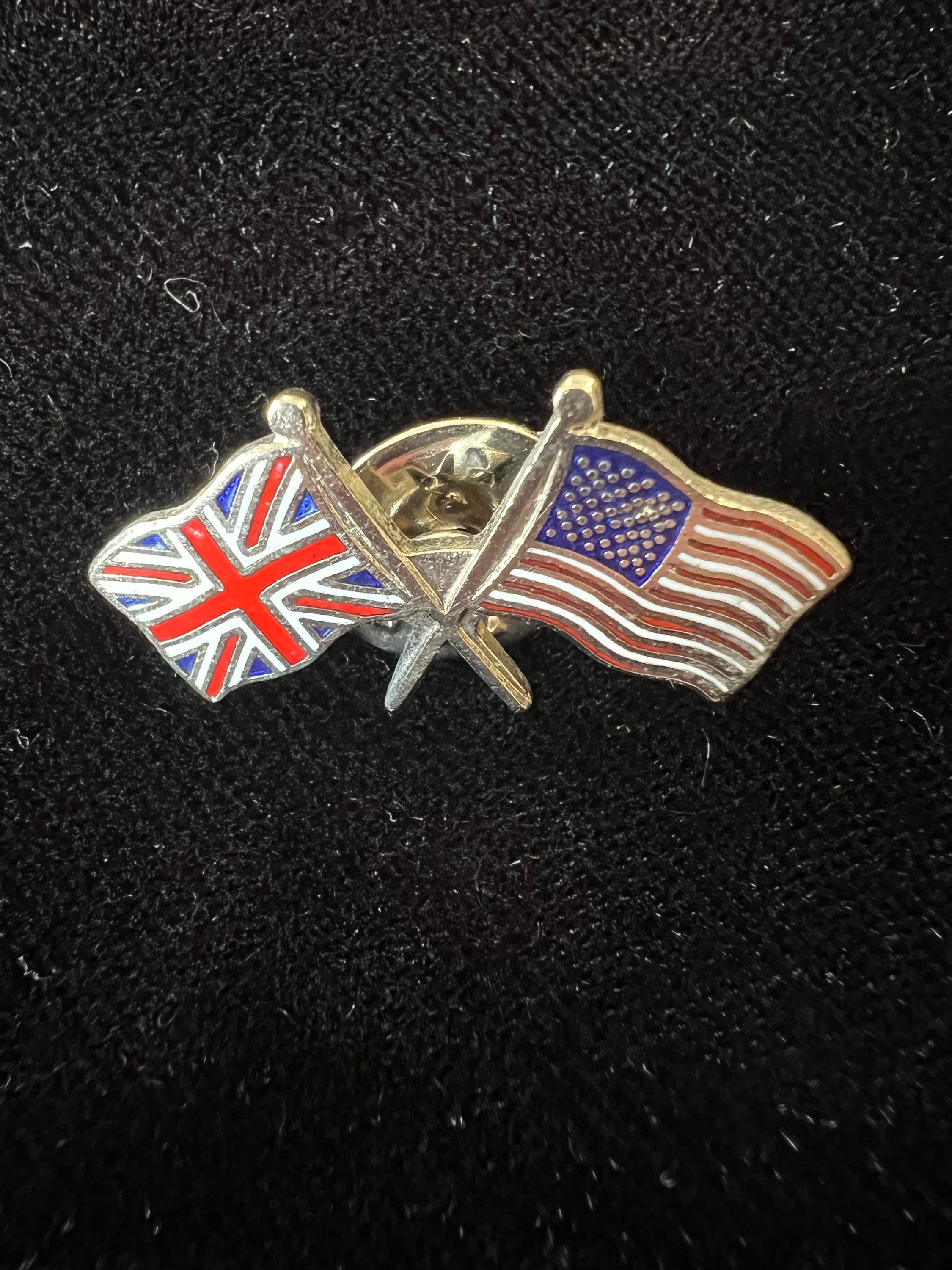 Vintage British/usa Double Flag Lapel Pin - Etsy
