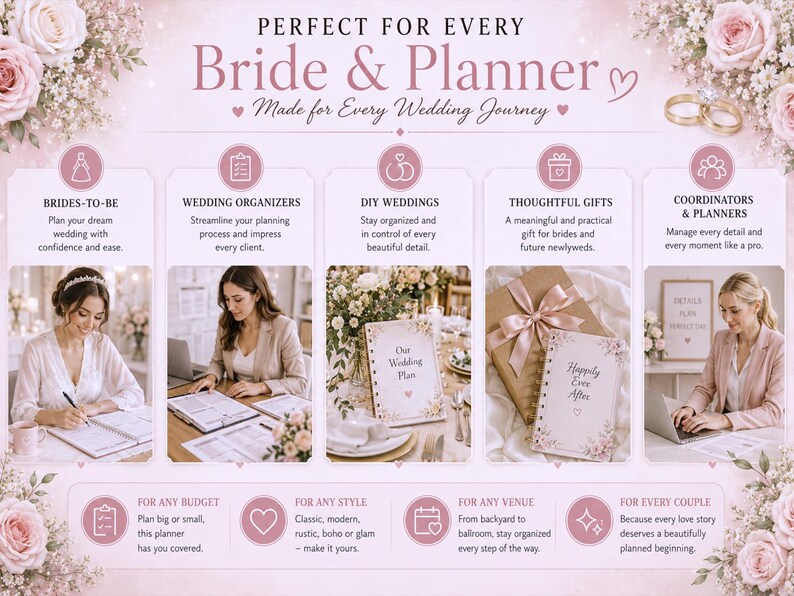 Wedding Planner Canva Template | 100 Page Bridal Binder | Budget ...