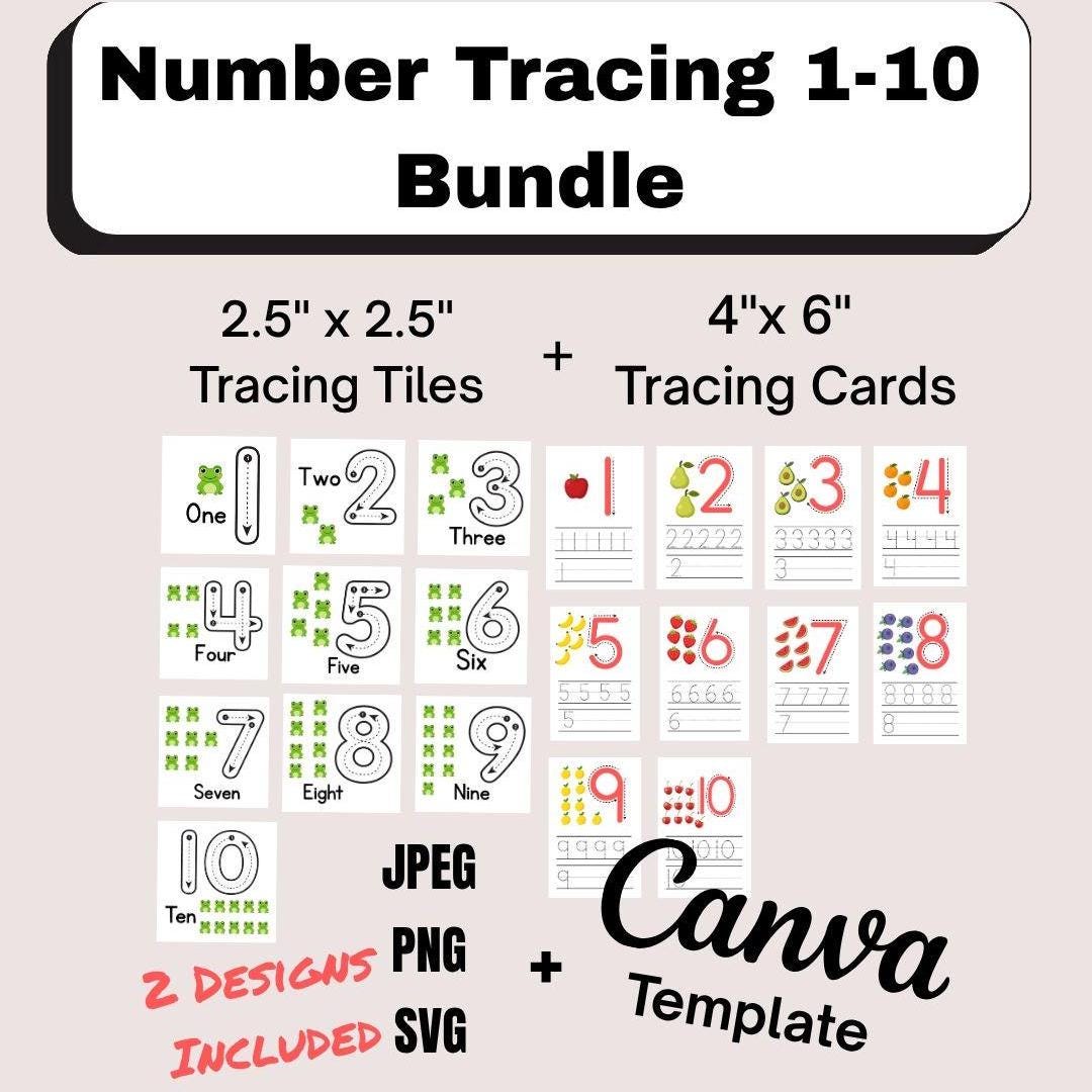 Number Tracing SVG Bundle, Kindergarten Math Worksheets, Preschool ...