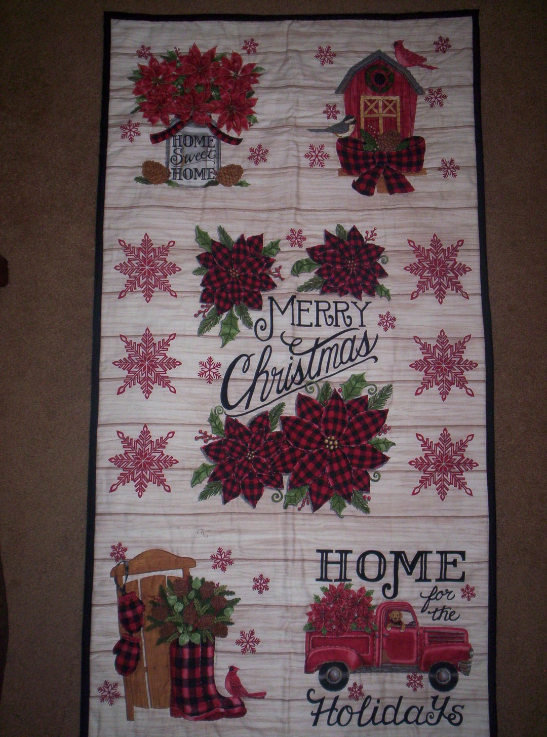 Hand Quilted Merry Christmas Wall Hanging Free Shipping Etsy