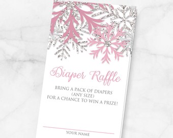 Pink Winter Wonderland Diaper Shaped Raffle Ticket Inserts - Etsy