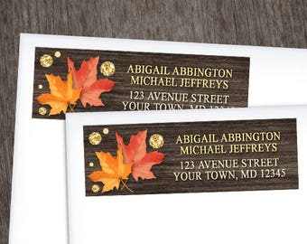 Burgundy Gold Autumn Address Labels Rustic Fall Address | Etsy