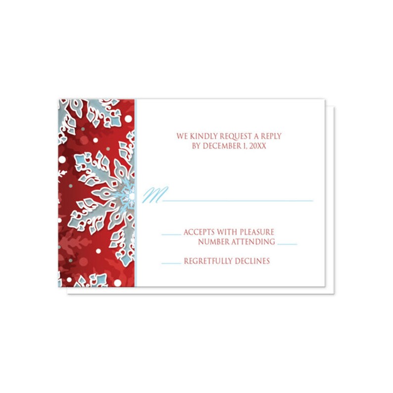 Winter Wedding Invitations, Snowflake Royal Red White and Blue Design ...