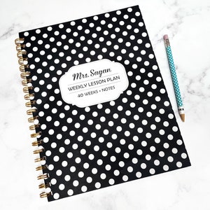 UNDATED Weekly Lesson Plan for Teachers or Home School, Black Polka Dot ...