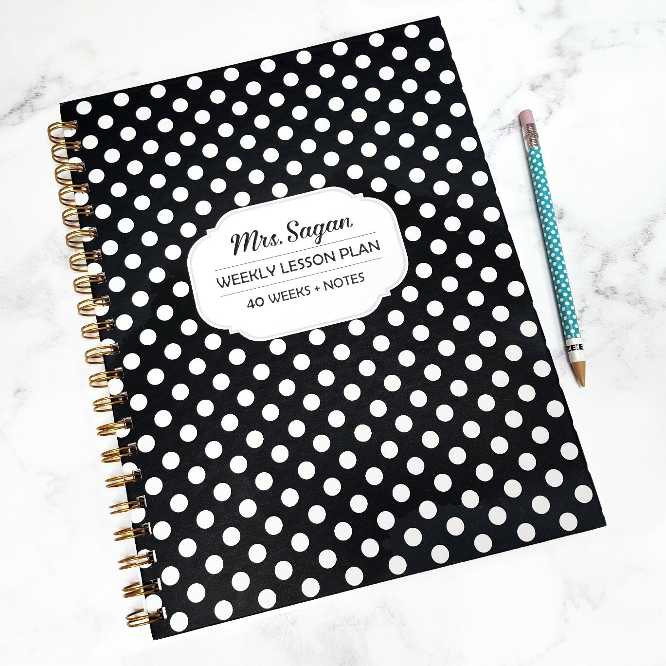 UNDATED Weekly Lesson Plan for Teachers or Home School, Black Polka Dot ...