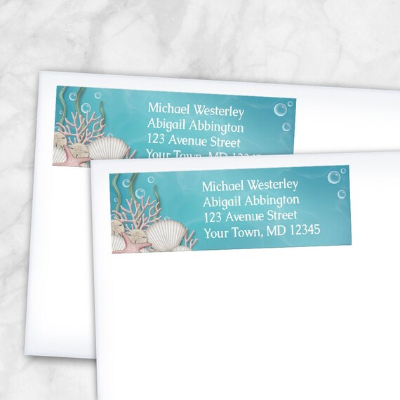 Under the Sea Return Address Labels, whimsical underwater or aquarium ...