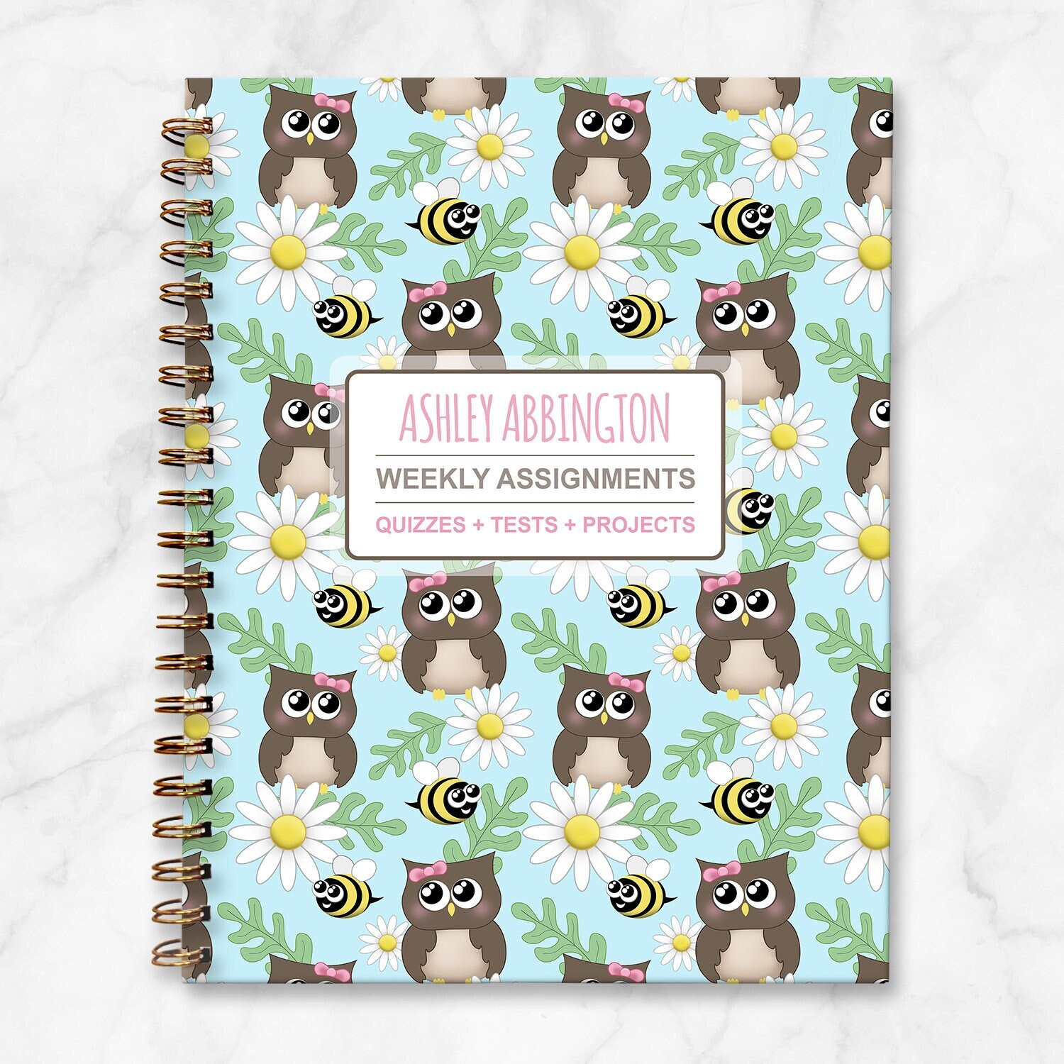 Weekly Assignments Book for Students or Teachers, Owl Bee Daisy, School ...