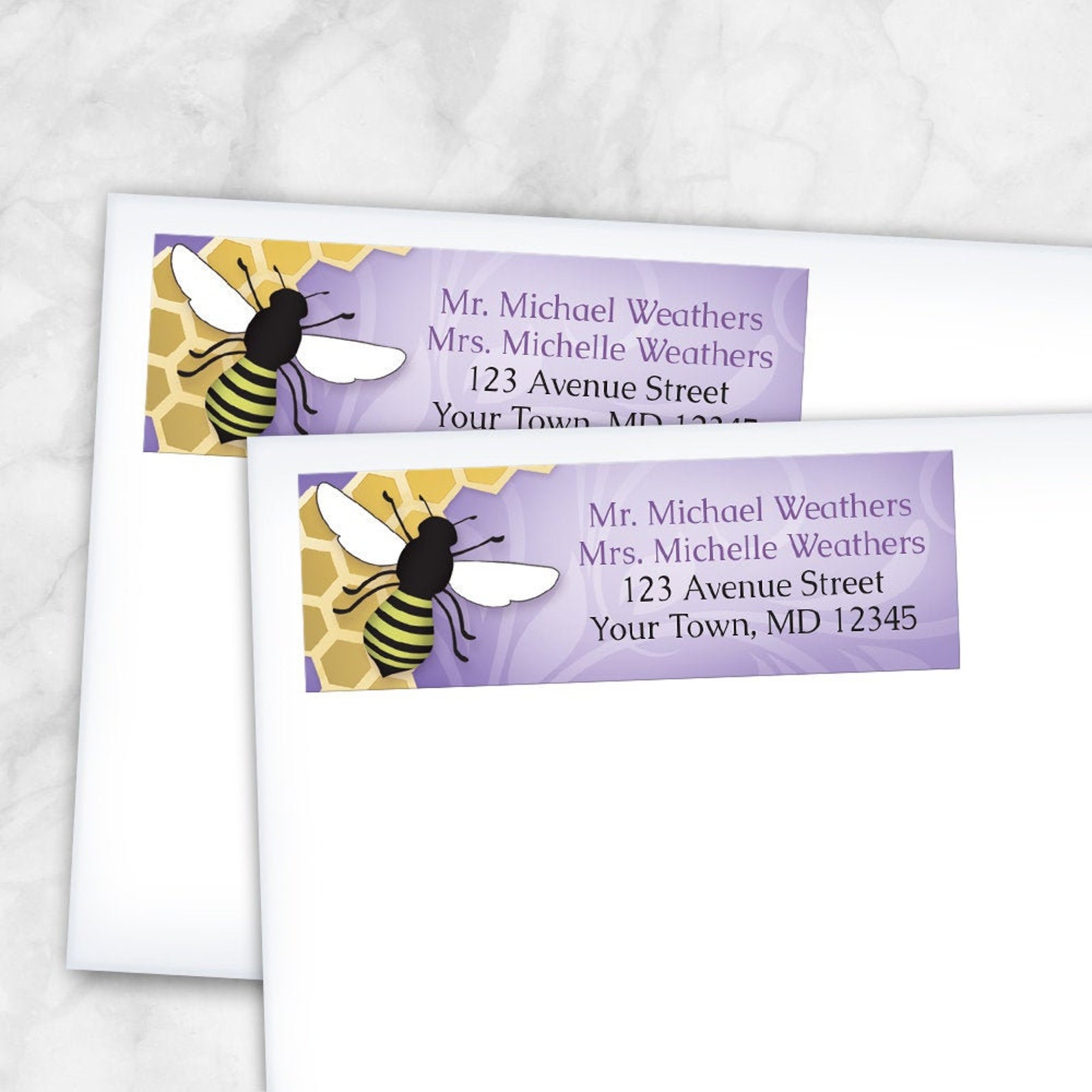 Purple Honeycomb Bee Address Labels Golden Honeycomb Bee - Etsy