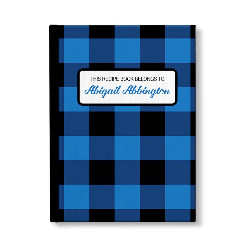 Blue Buffalo Plaid Recipe Book Personalized Blue and Black - Etsy