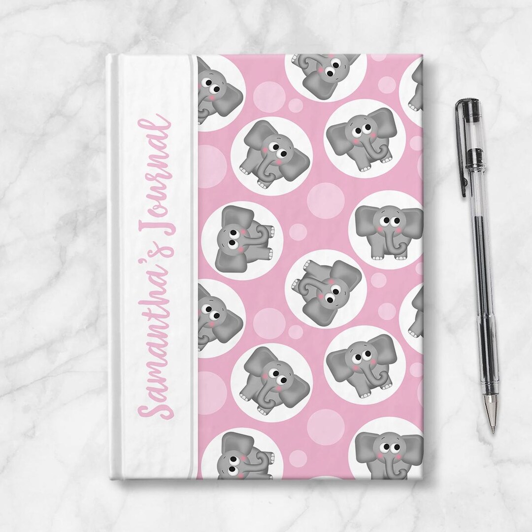 Pink Elephant Personalized Journal, Cute Animal Elephant Gift for Her ...