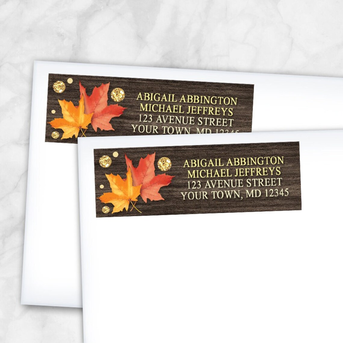 Autumn Address Labels: Rustic Falling Leaves With Gold, Printed Return ...