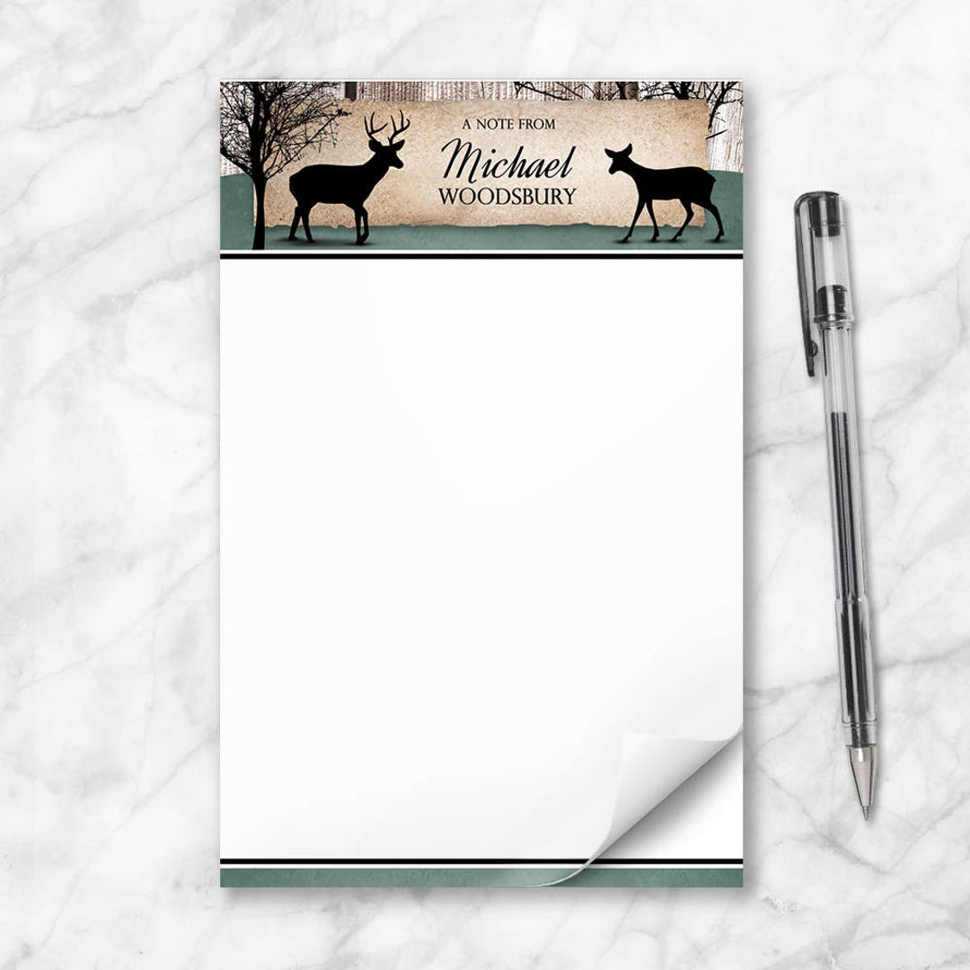Rustic Deer Woodsy Personalized Notepad Outdoorsy Winter - Etsy