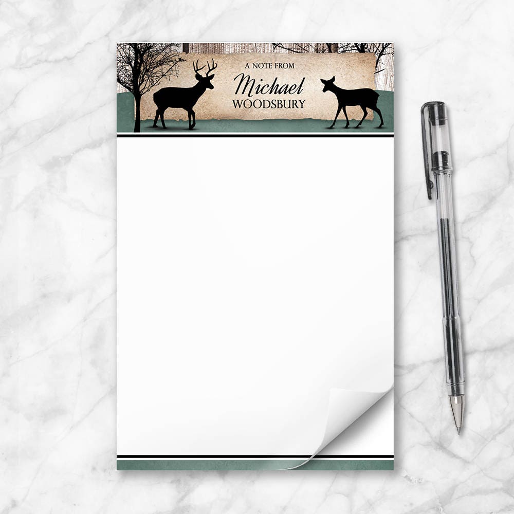 Rustic Deer Woodsy Personalized Notepad Outdoorsy Winter - Etsy