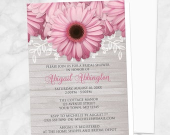 Purple Daisy Bridal Shower Invitations Rustic Floral and | Etsy
