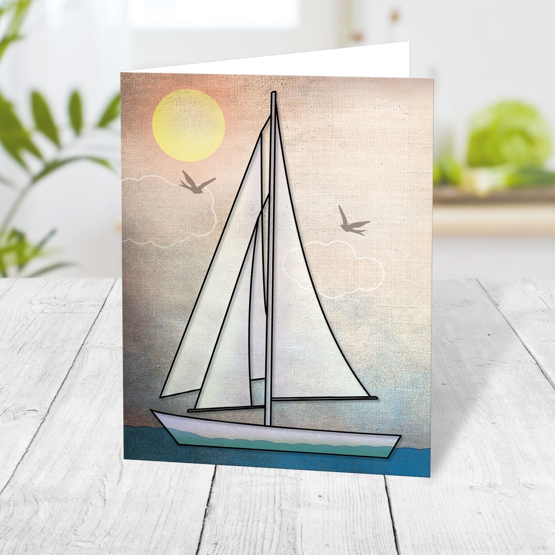 Rustic Sailboat Nautical Note Cards, Blank Inside, Folded - Printed - Etsy
