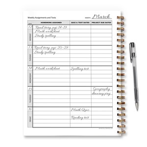 Weekly Assignments Book for Students or Teachers, Owl Bee Daisy, School ...