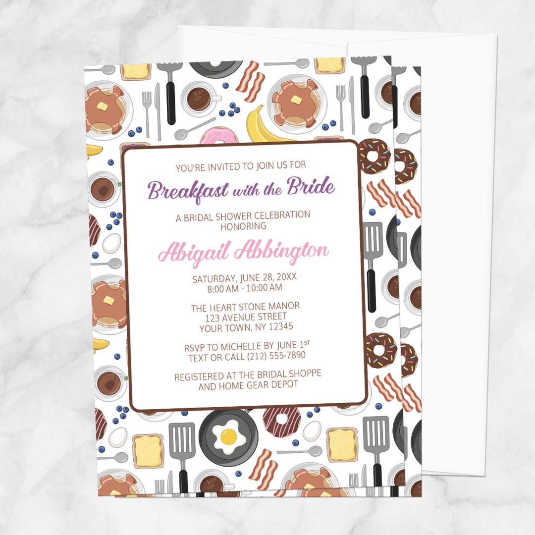Breakfast Bridal Shower Invitations With Envelopes - Breakfast With the ...