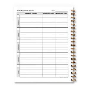Weekly Assignments Book for Students or Teachers, Owl Bee Daisy, School ...