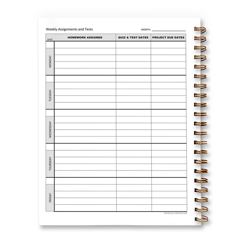 Weekly Assignments Book for Students or Teachers, Owl Bee Daisy, School ...