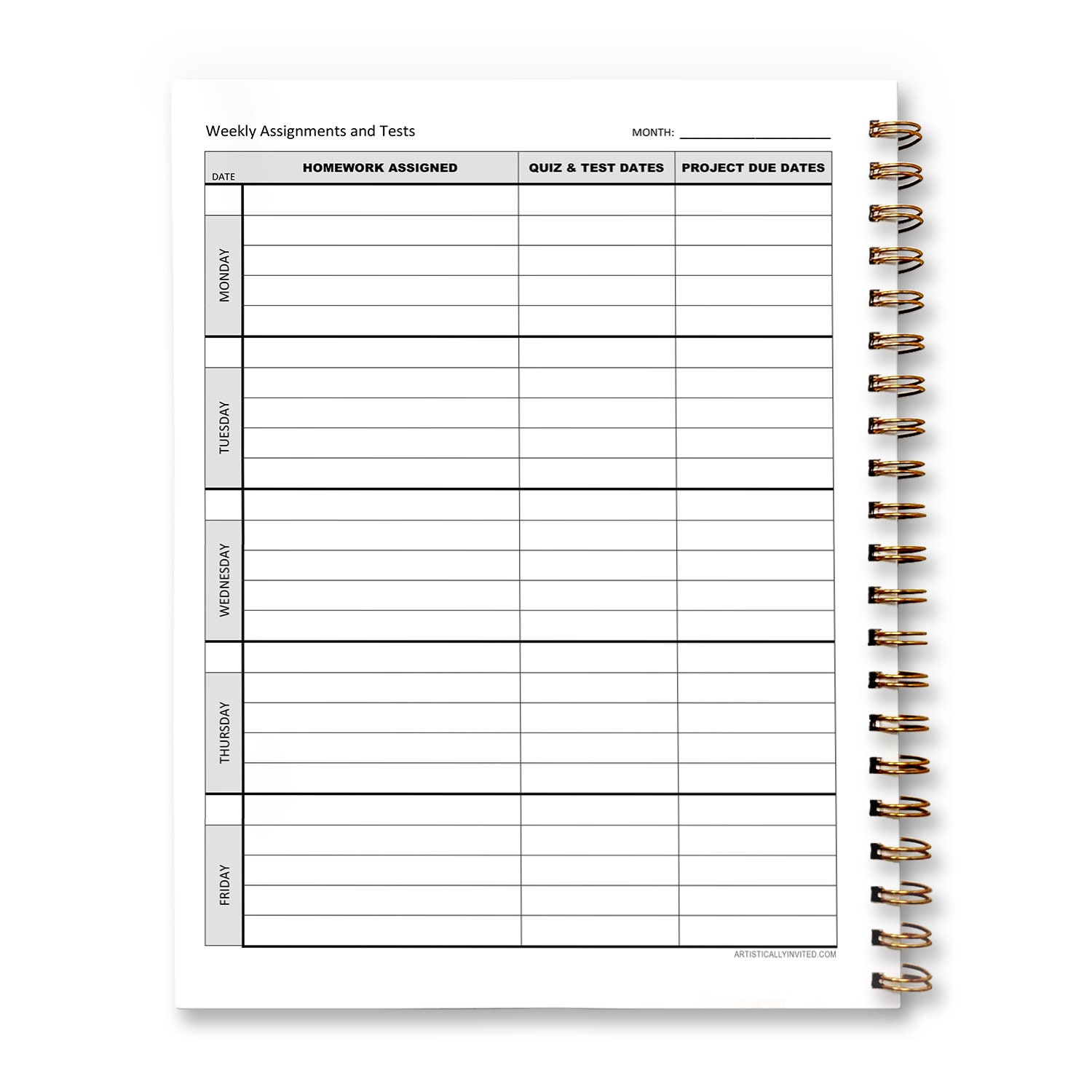 Weekly Assignments Book for Students or Teachers, Owl Bee Daisy, School ...