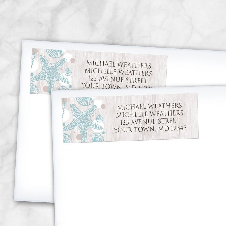 Seashell Beach Address Labels: Whitewashed Wood Coastal Return Stickers ...