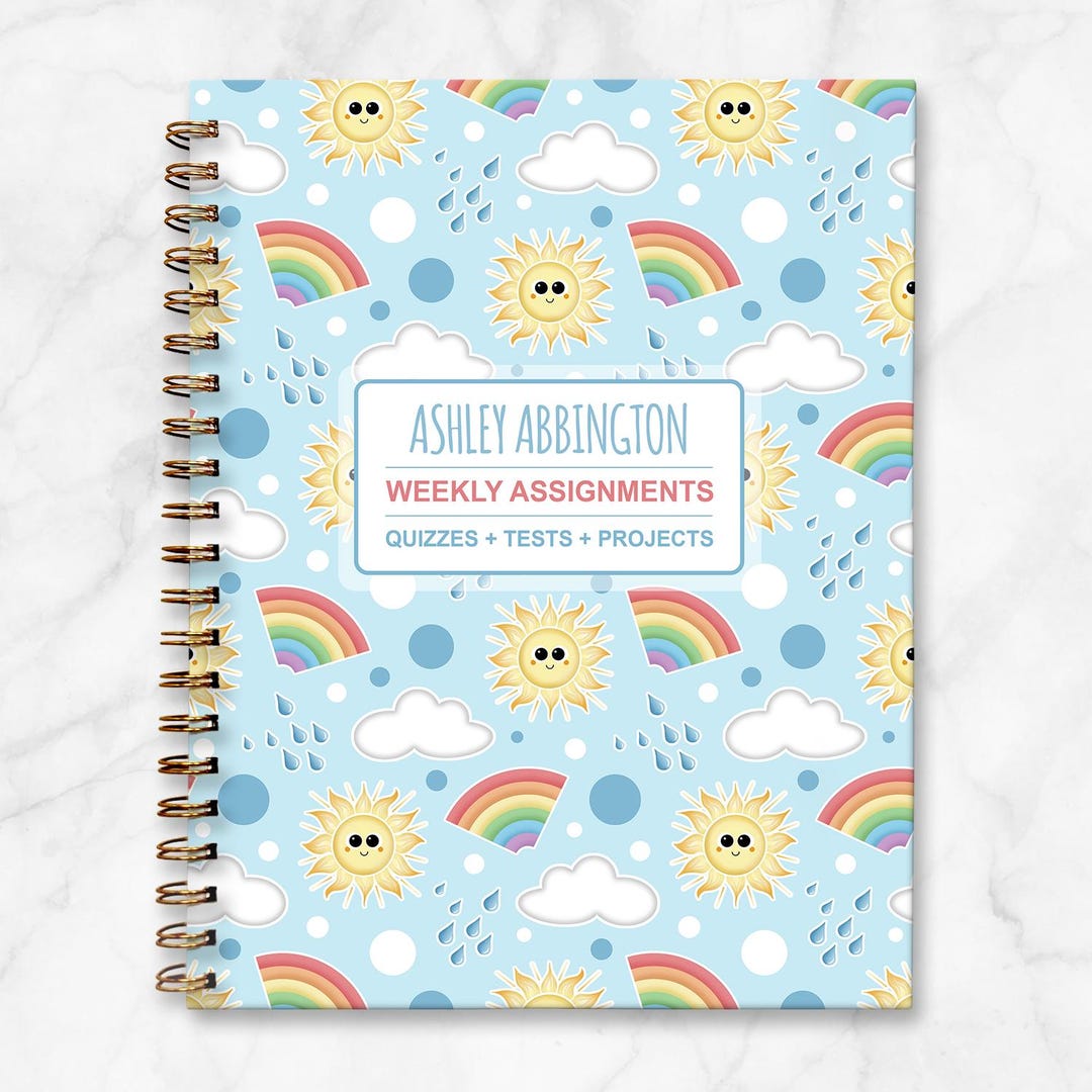 Weekly Assignments Book for Students or Teachers, Sunshine Rainbows ...
