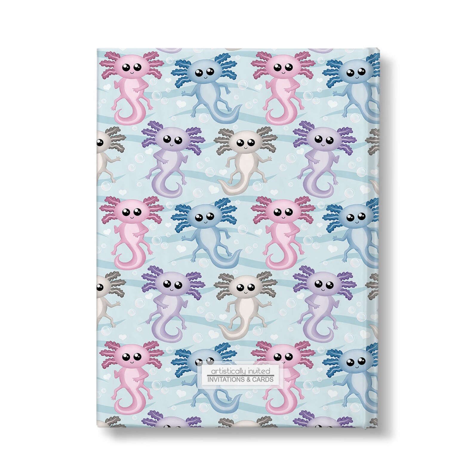 Cute Axolotl Personalized Journal, Colorful Underwater 5x7 Lined Paper ...