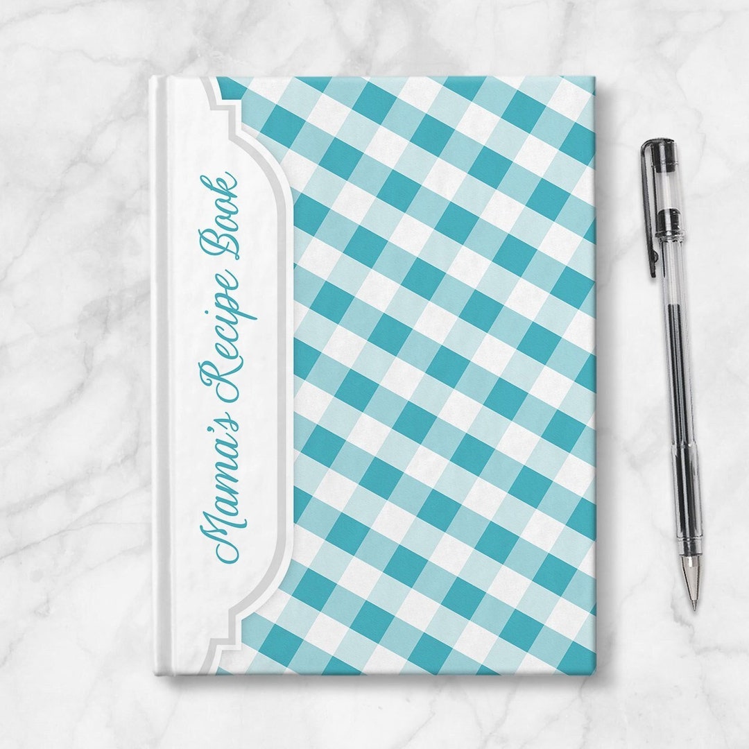 Turquoise Gingham Recipe Book Personalized 5x7 Lined Paper - Etsy
