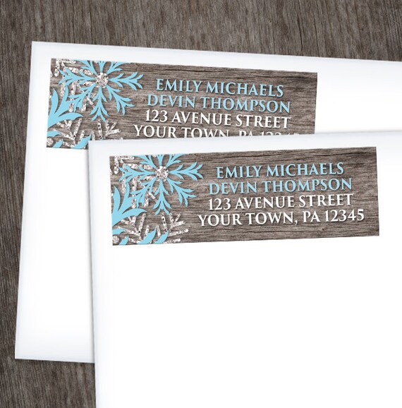 Rustic Winter Address Labels - Country Rustic Winter Wood Blue ...
