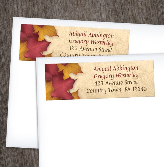 Burgundy Gold Autumn Address Labels Rustic Fall Address | Etsy