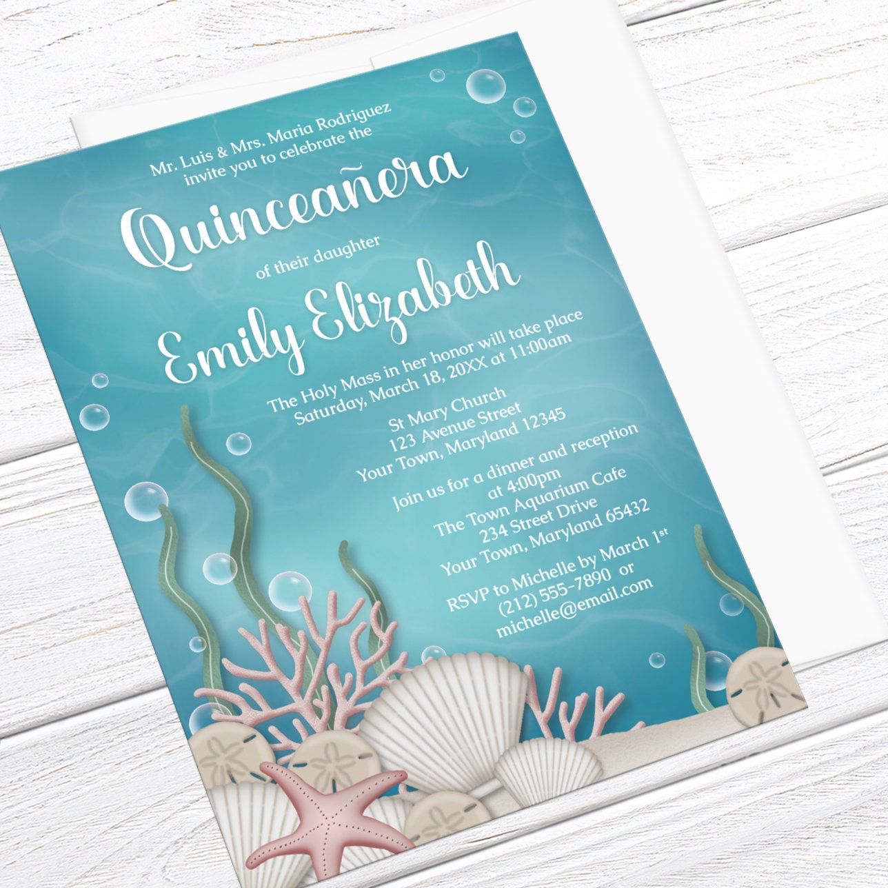 Under the Sea Quinceañera Invitations - Whimsical Underwater - Aquarium ...