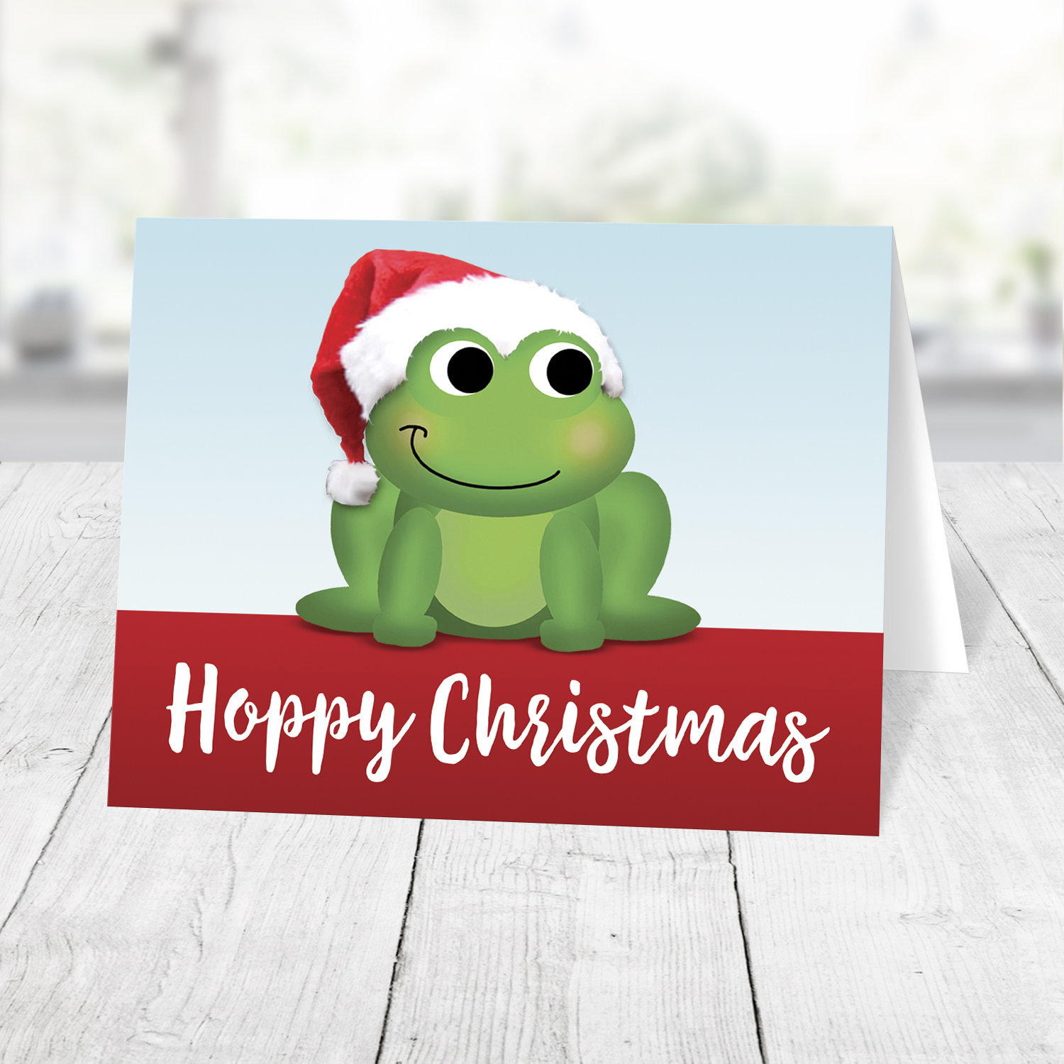 Frog Hoppy Christmas Cards, Cute Santa Hat Frog Holiday Cards With ...