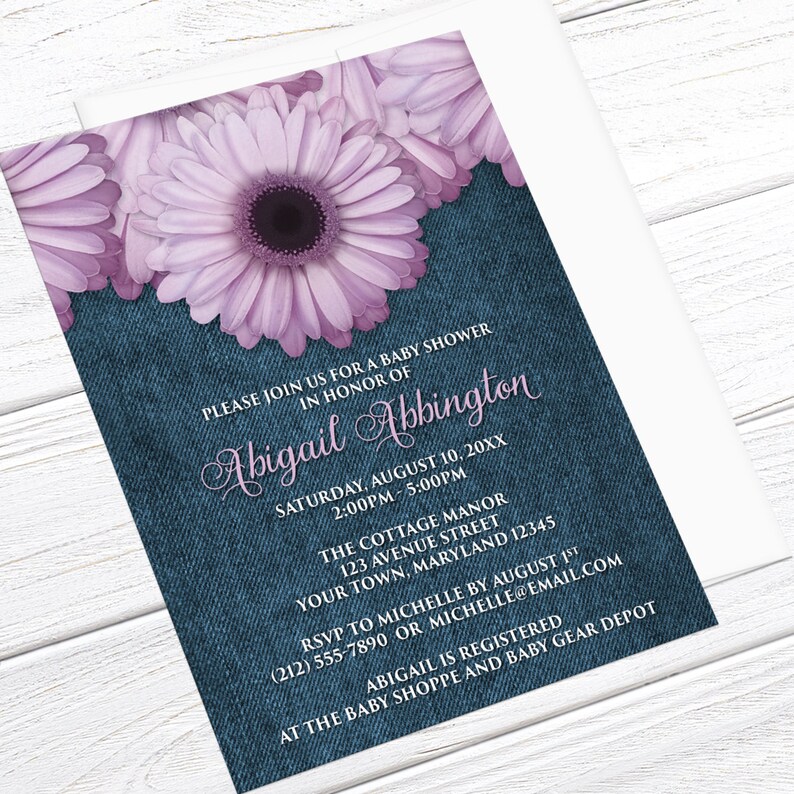 Purple Daisy Baby Shower Invitations Girl Rustic Country - Etsy