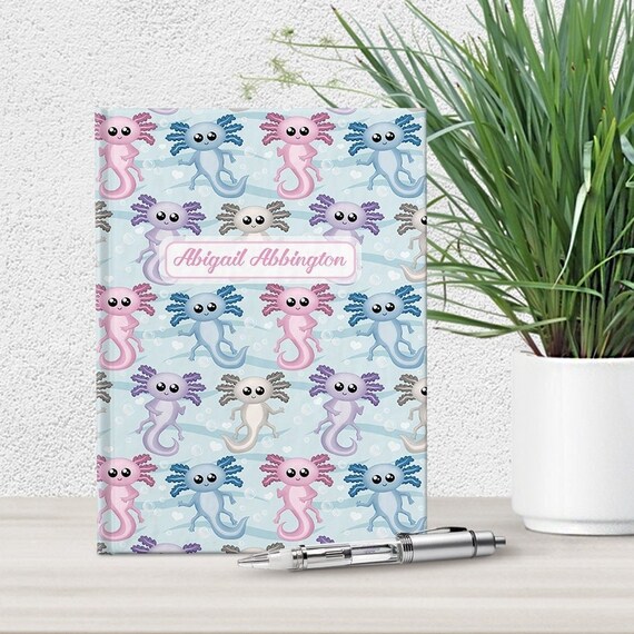 Cute Axolotl Personalized Journal, colorful underwater - 5x7 lined ...