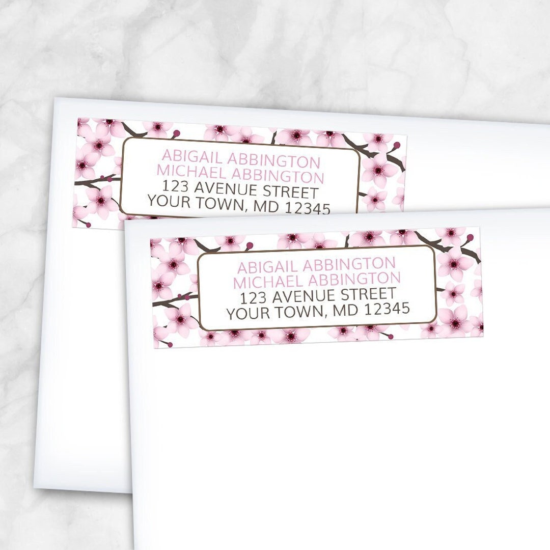 Cherry Blossom Address Labels, Pretty Pink Sakura Branches Floral ...
