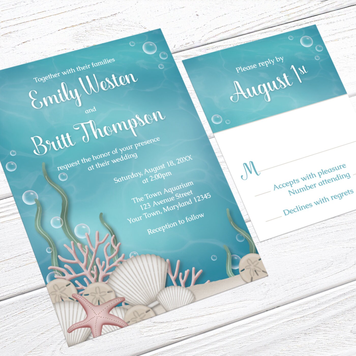 Under the Sea Wedding Invitations Whimsical Underwater Design - Etsy