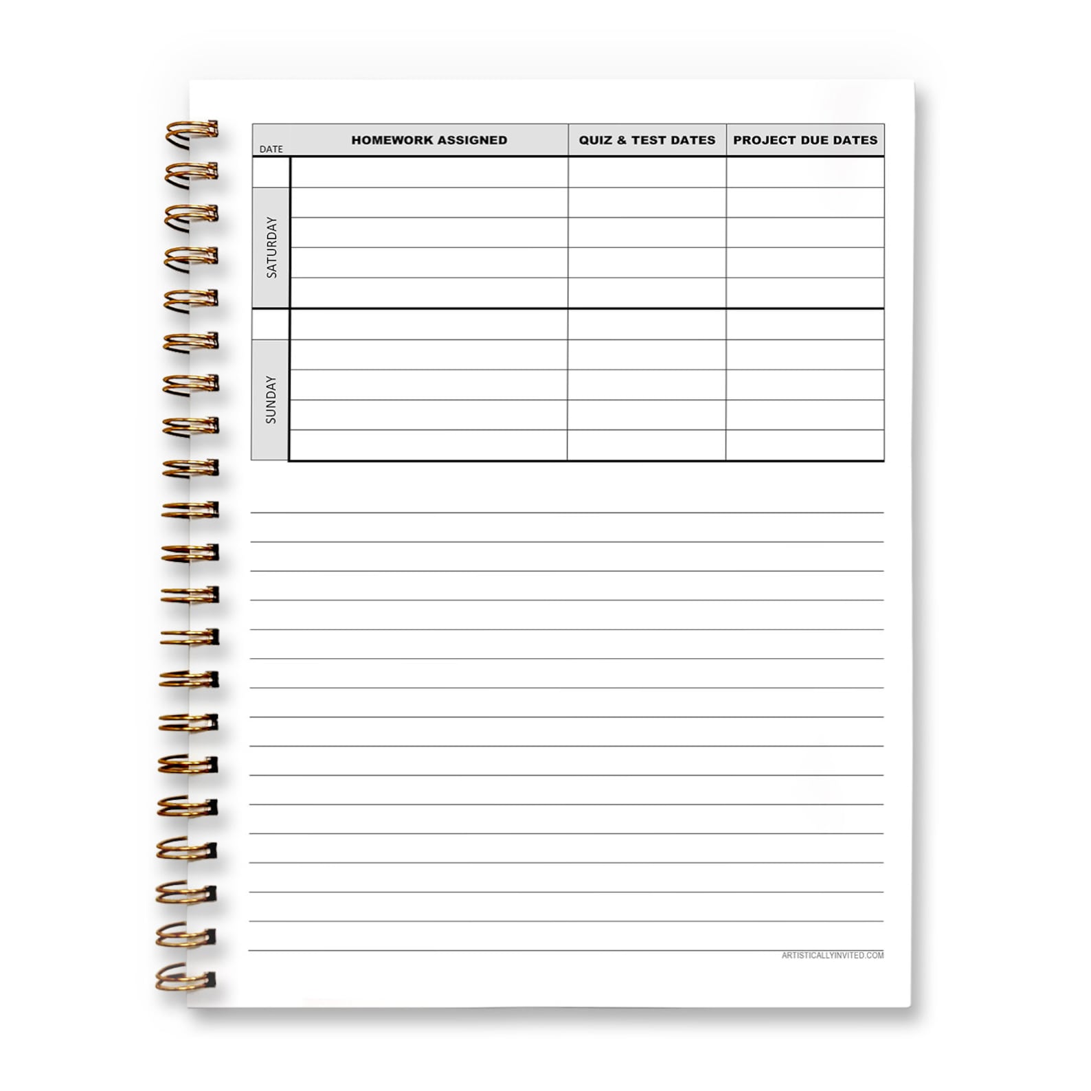 Weekly Assignments Book for Students or Teachers, Owl Bee Daisy, School ...