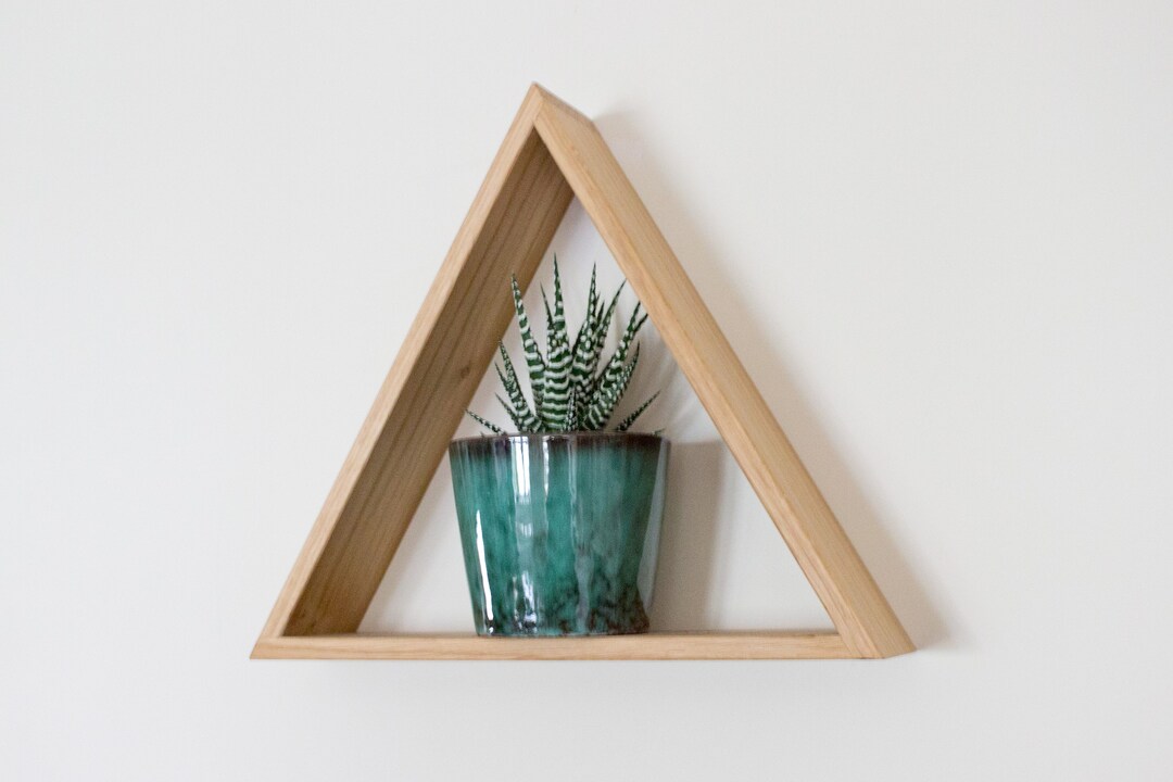 Oak Triangle Shelf - Floating Shelf - Wall Shelf - Shelves - Geometric ...