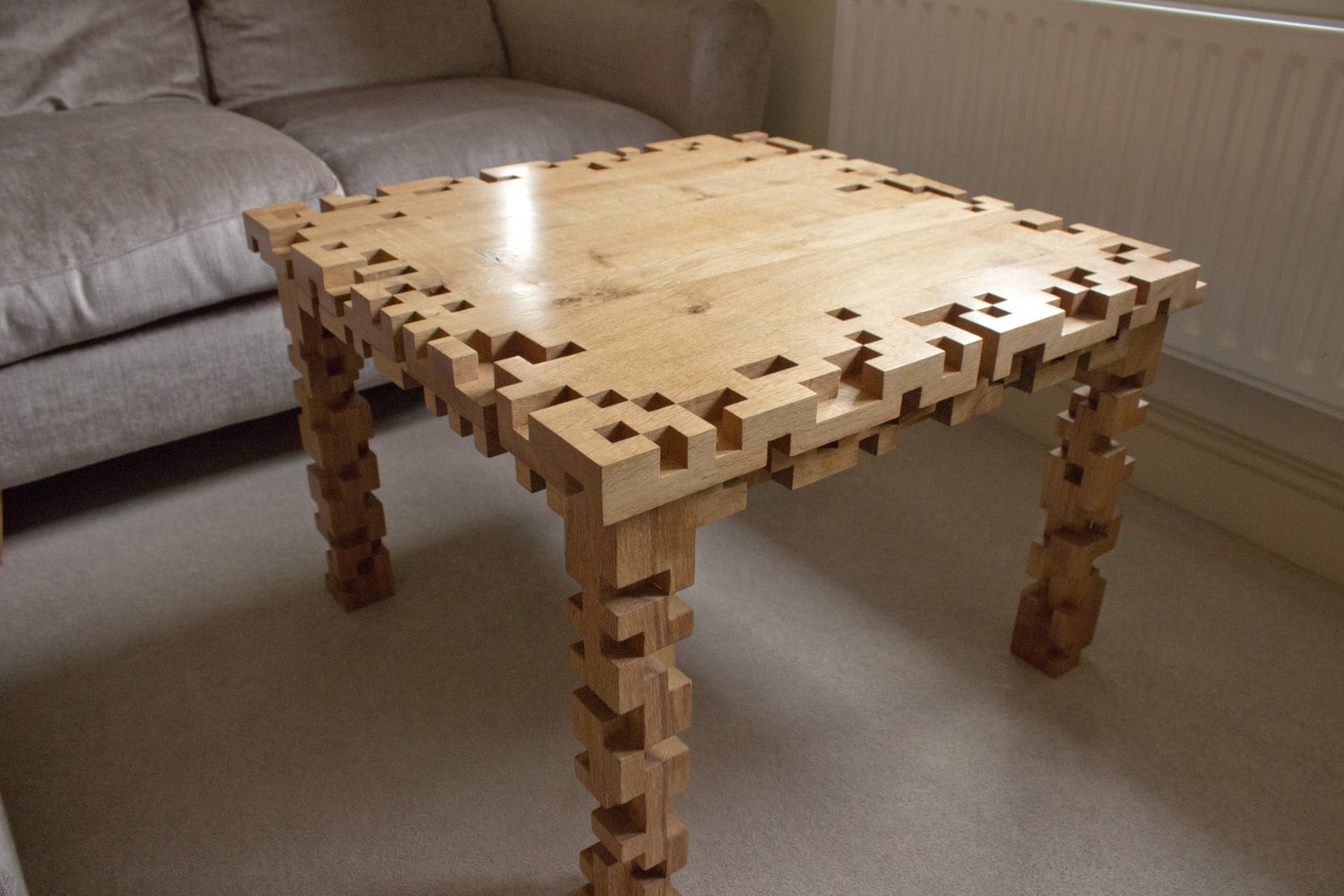 Handmade Coffee Table Soild Oak 8 Bit Pixels Square - Etsy UK