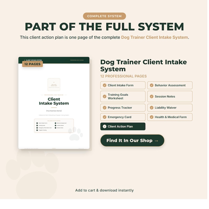 Dog Training Client Action Plan Canva Template | Weekly Goals, Rules ...