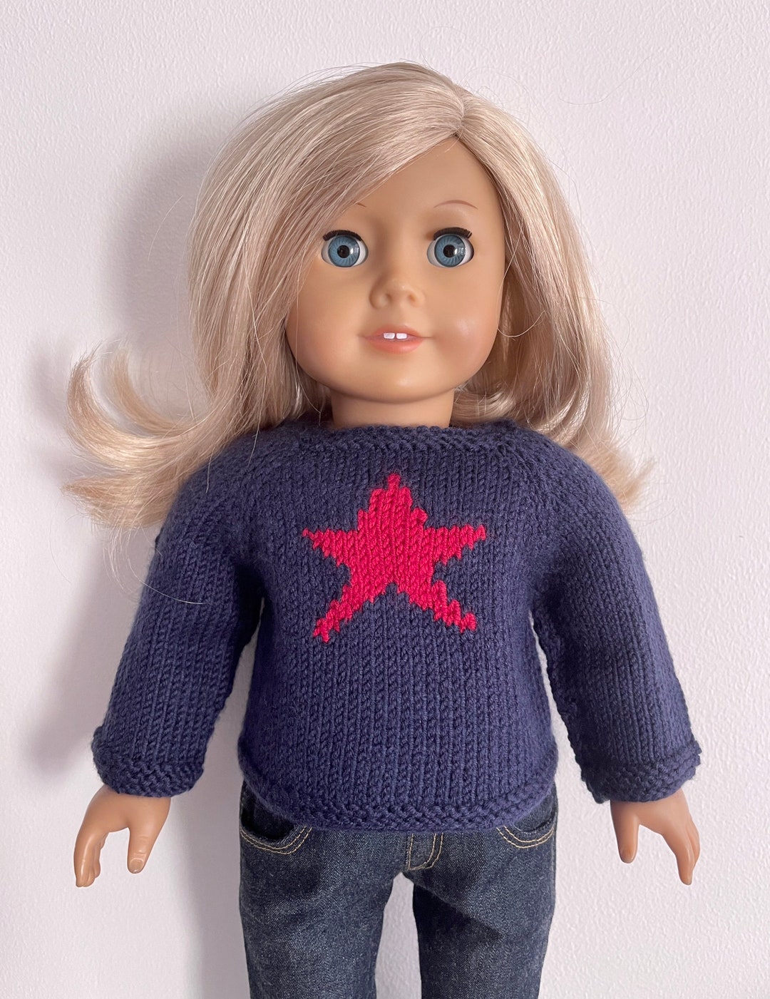 Hand Knitted Star Wool Sweater for American Girl Doll - Etsy