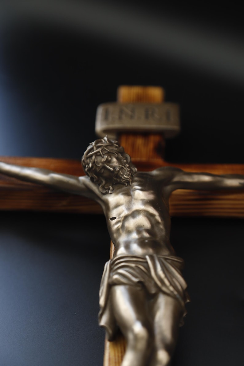 Bronze, Wooden Crucifix Wall Cross – Catholic Bronze Jesus Corpus ...