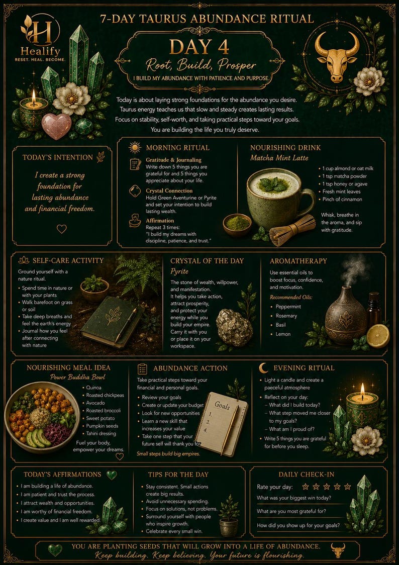 7-day Taurus Energy Ritual Guide | Taurus Self Care Workbook | Zodiac ...