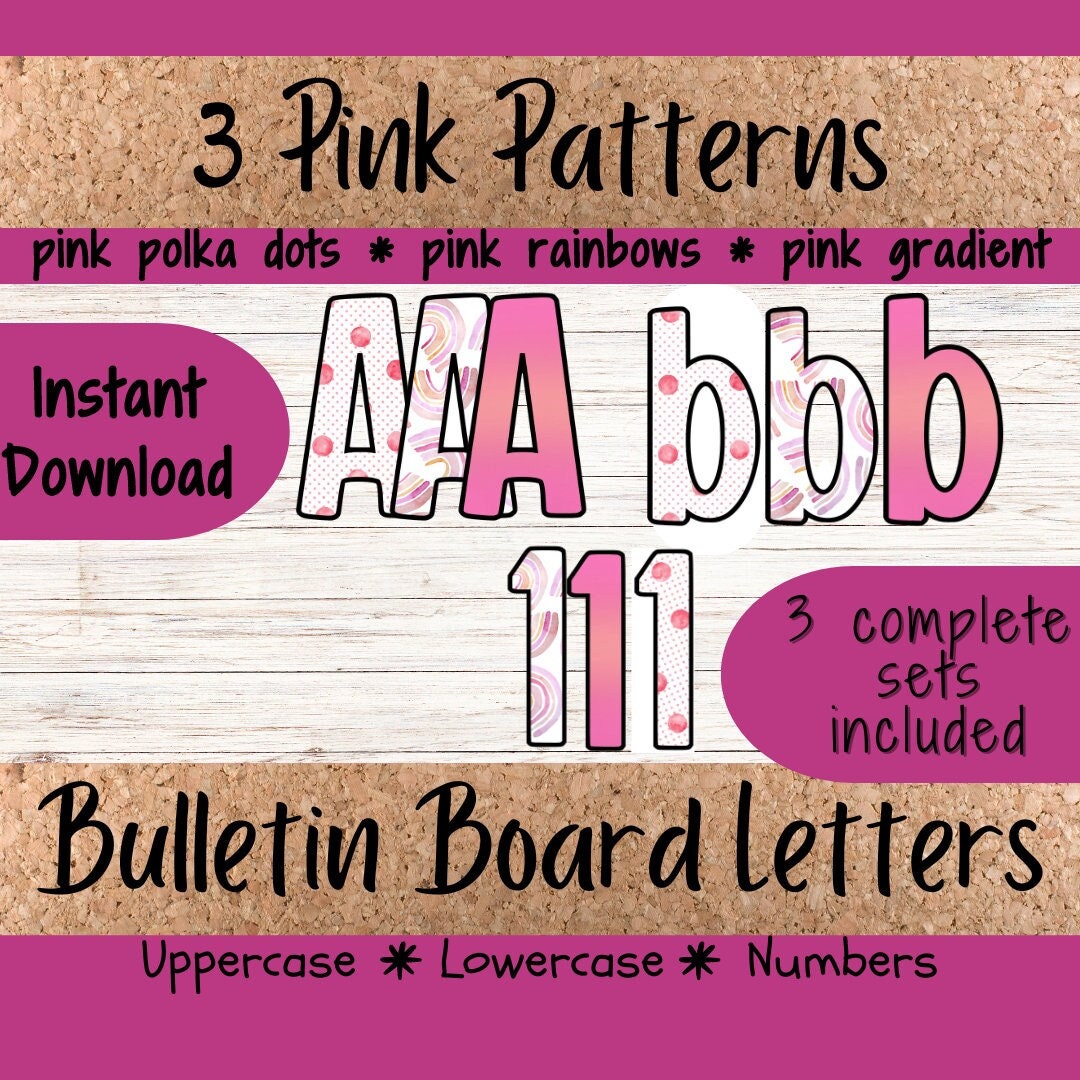 3 Pink Bulletin Board Letter Sets | Printable | Back to School ...