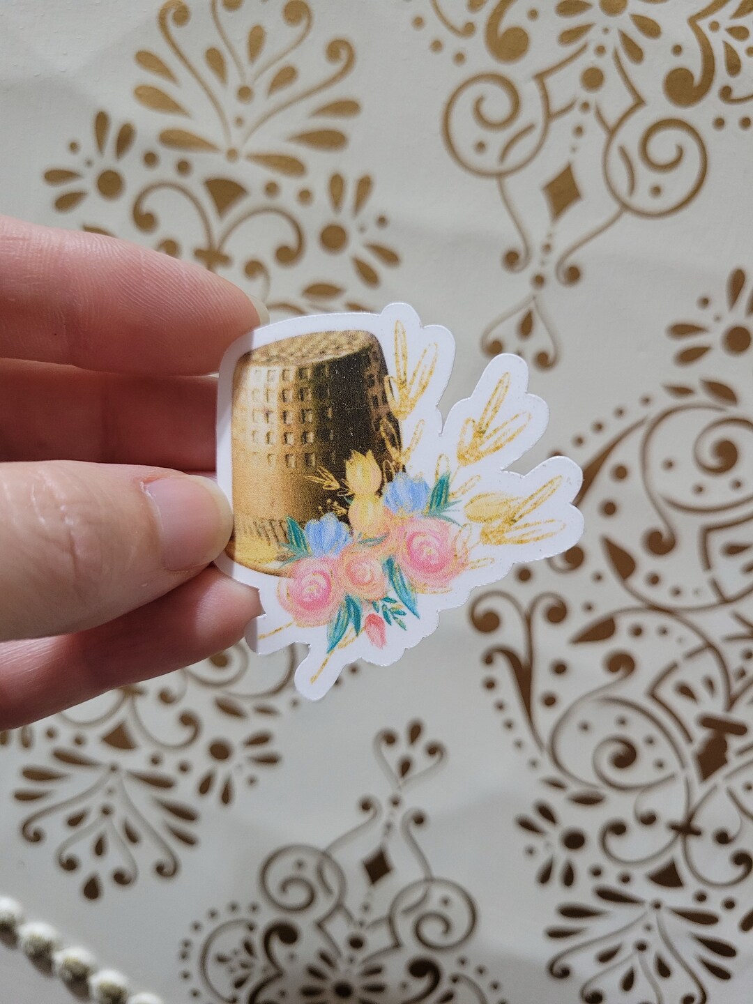 Floral Thimble Sticker Sewing Decal Sewing Lover quilt Lover Laptop ...