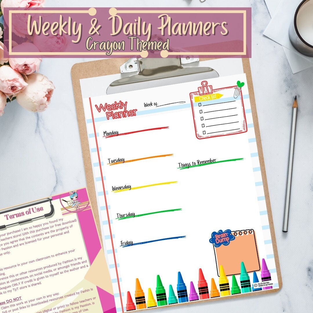 Teacher Weekly & Daily Planner| Digital Download| Teacher Organization ...